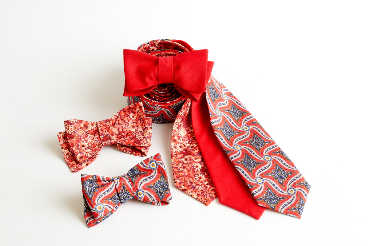Solid Linen Poppy Red Neckties by Beau Ties of Vermont