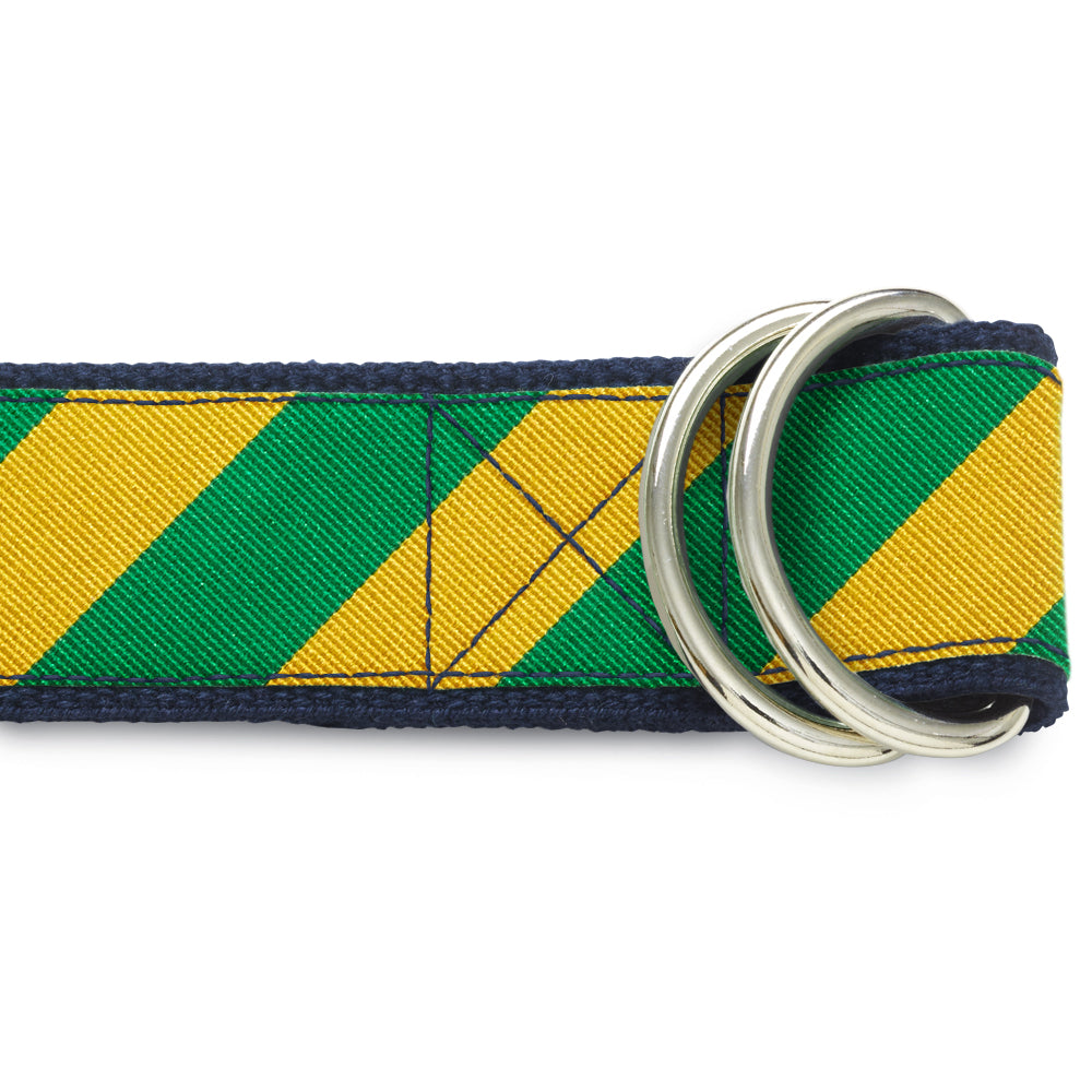Collegiate Green and Gold D-Ring Belts by Beau Ties of Vermont
