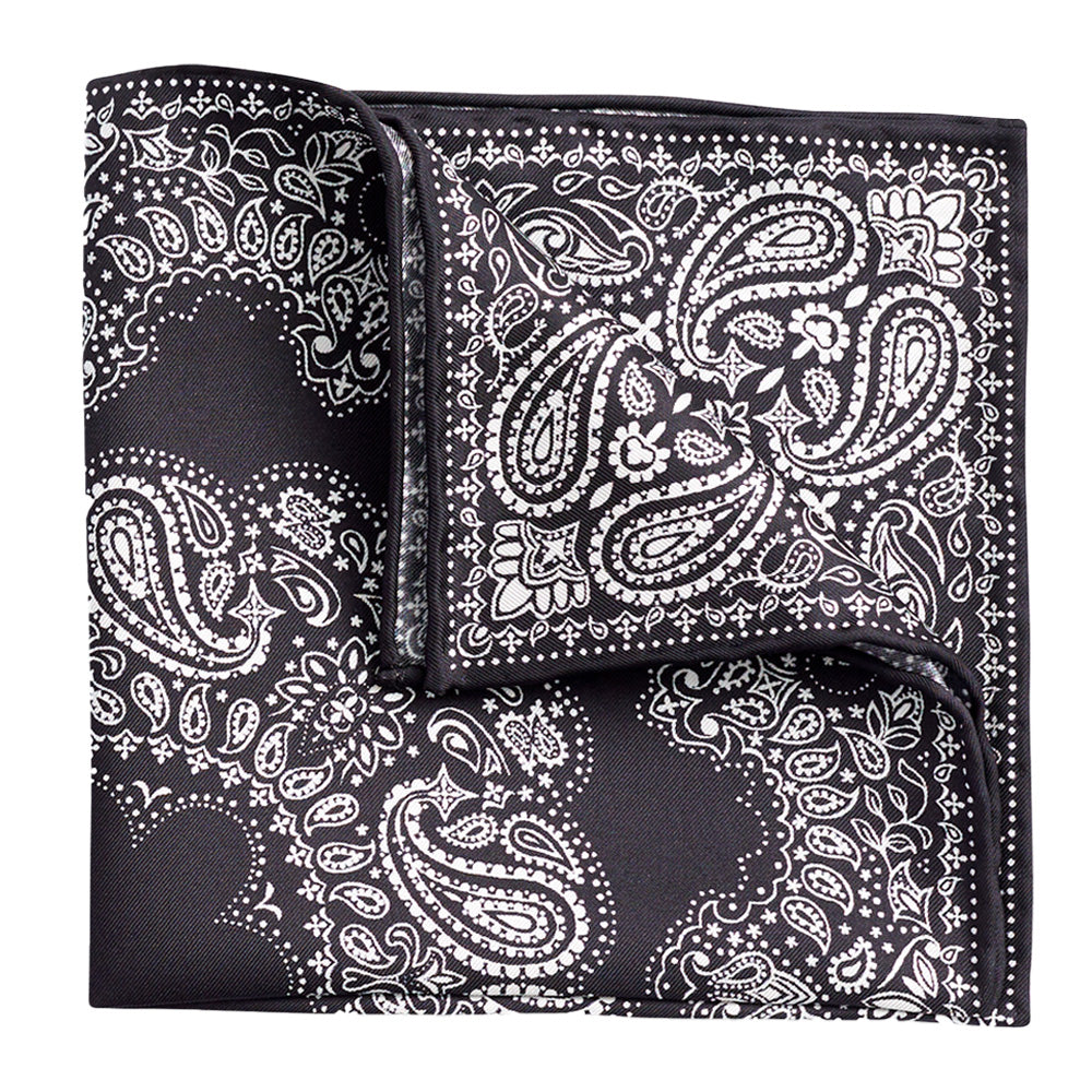 Circuda Black Silk Pocket Square by Beau Ties of Vermont