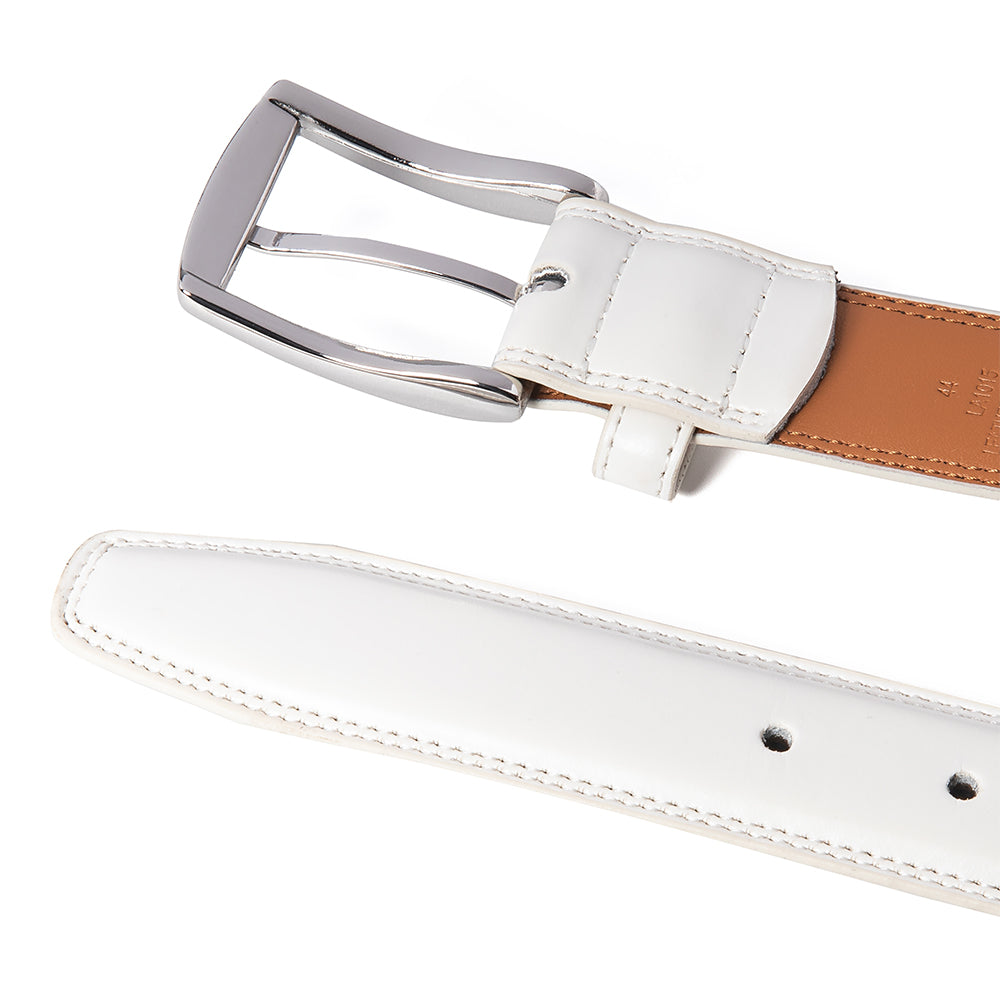 Premium Leather Belt White by Beau Ties of Vermont